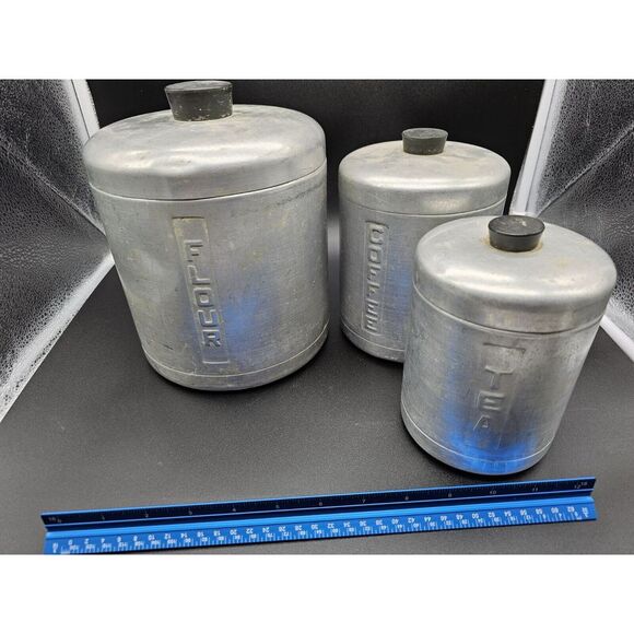 Kitchen | 3pc Vintage Spun Aluminum Nesting Canister Set Made In Italy ...
